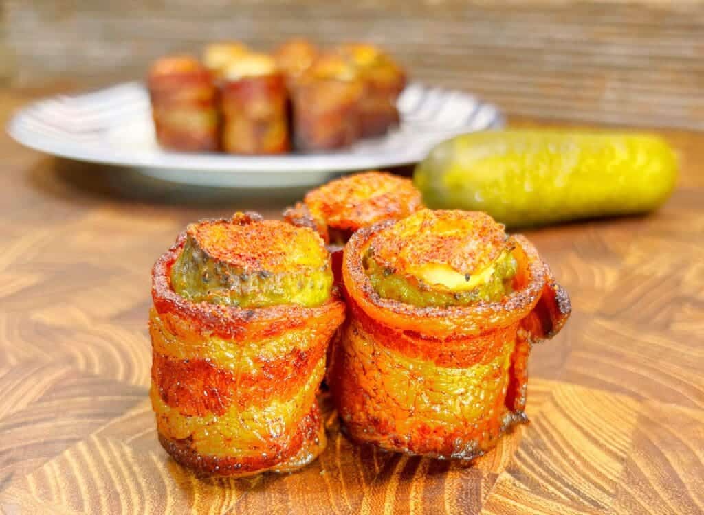 Stuffed Bacon Wrapped Pickle Shots Appetizer