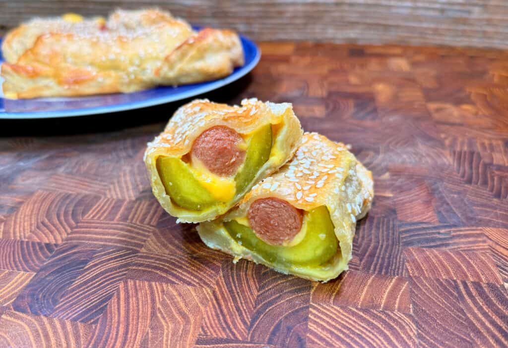 Cheesy Stuffed Pickle Dogs in a Blanket - Easy Recipe