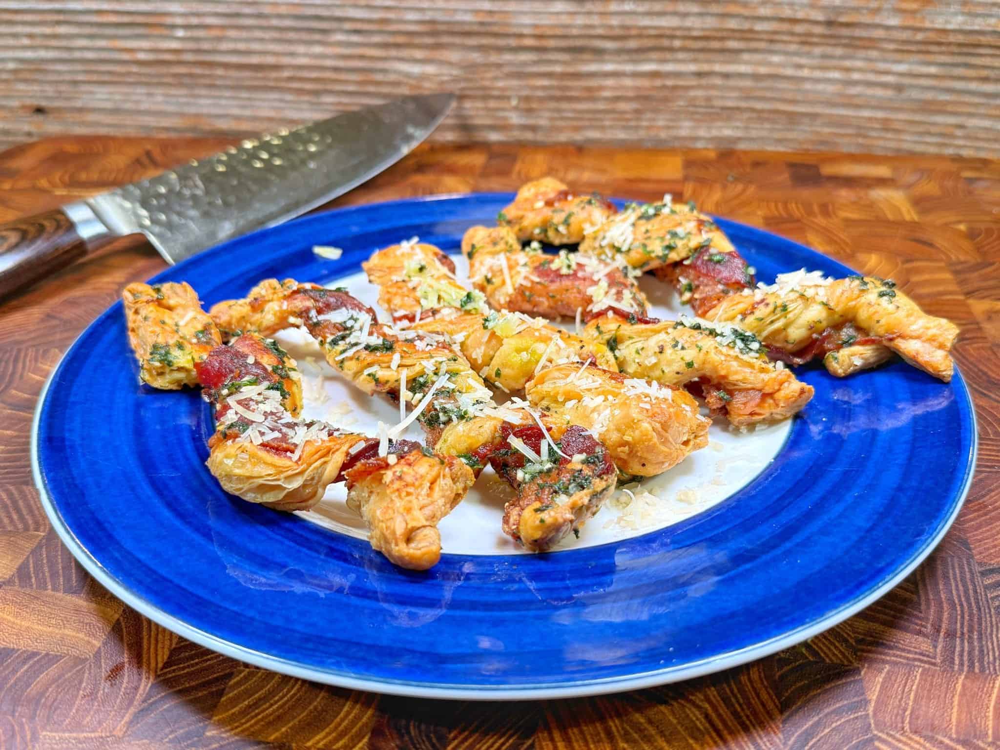 EASY Garlic Parmesan Puff Pastry Bacon Twists Recipe