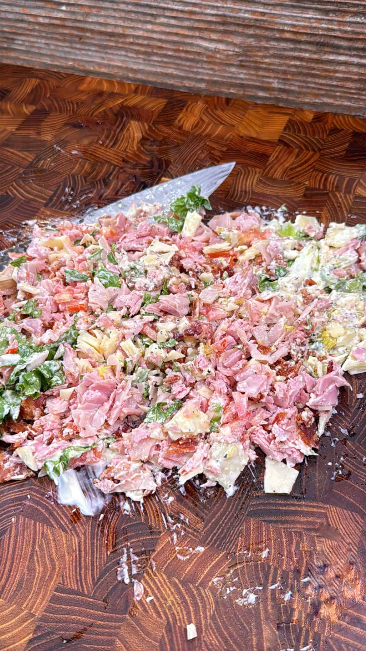 Viral Chopped Turkey Club in a Dill Pickle Sandwich